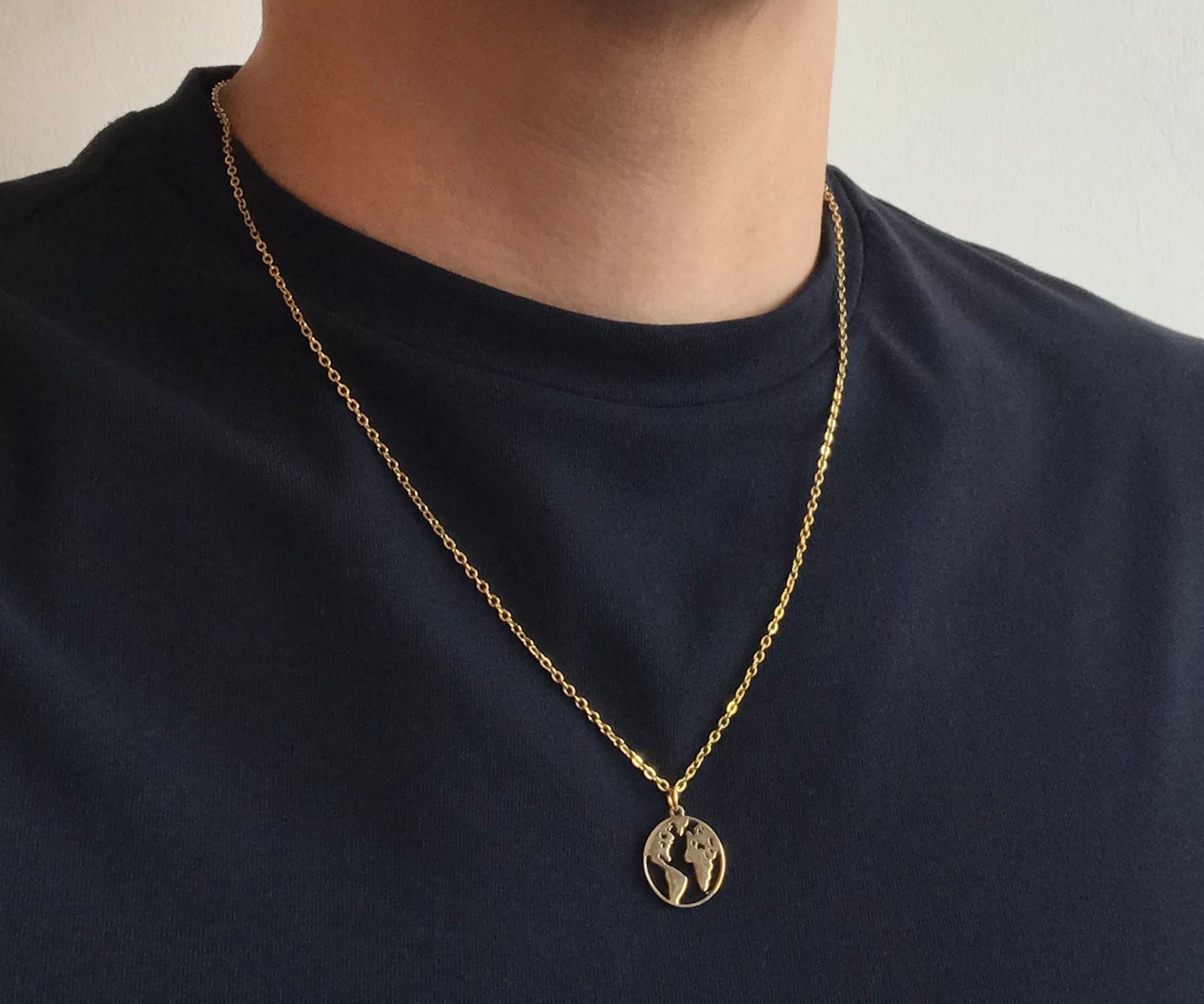 Stainless Steel Planet Earth Pendant Charm Necklace Chain - Etsy UK