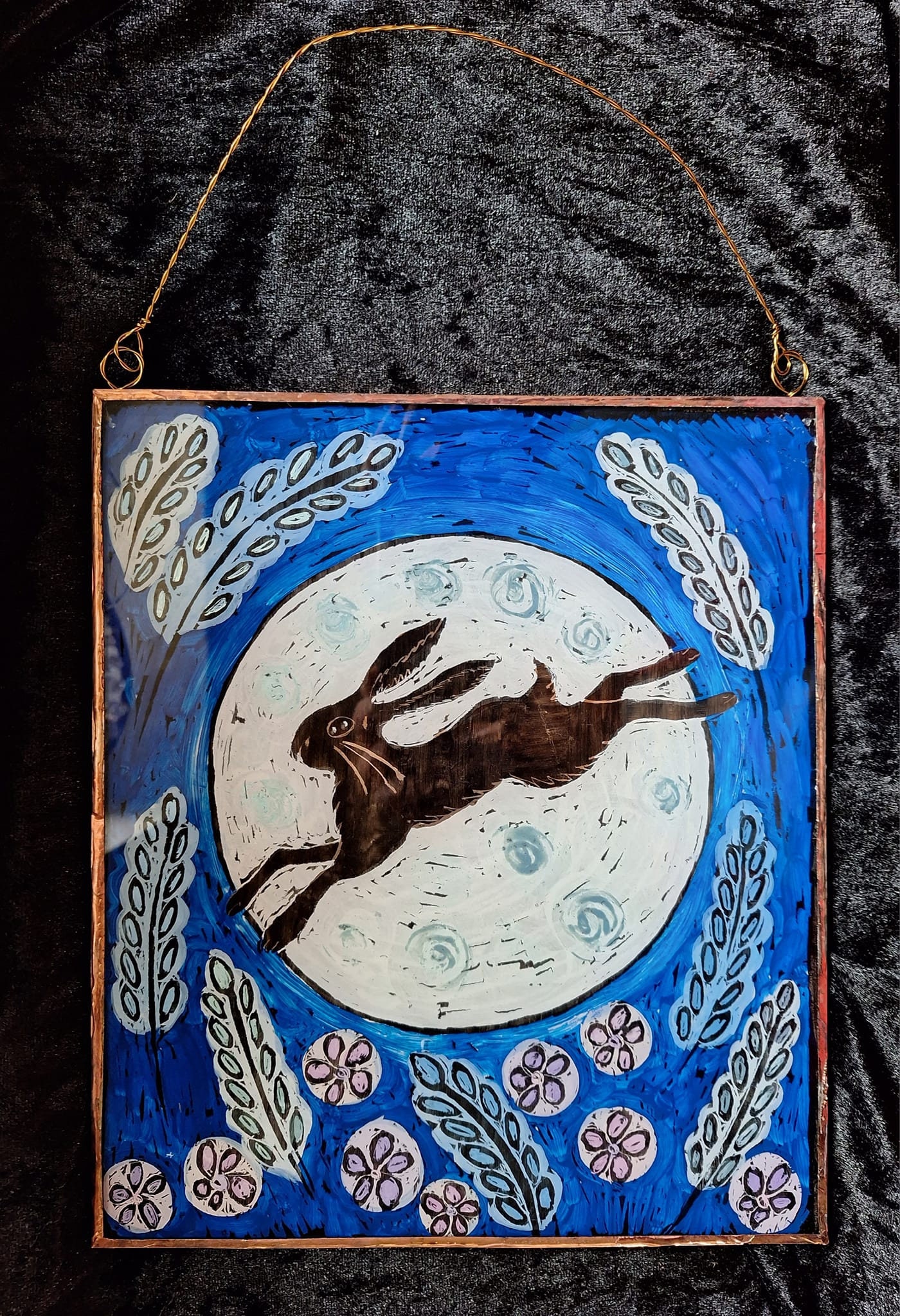 HARE and MOON GLASS Window Panel. Stained Glass Hare. 10 X - Etsy