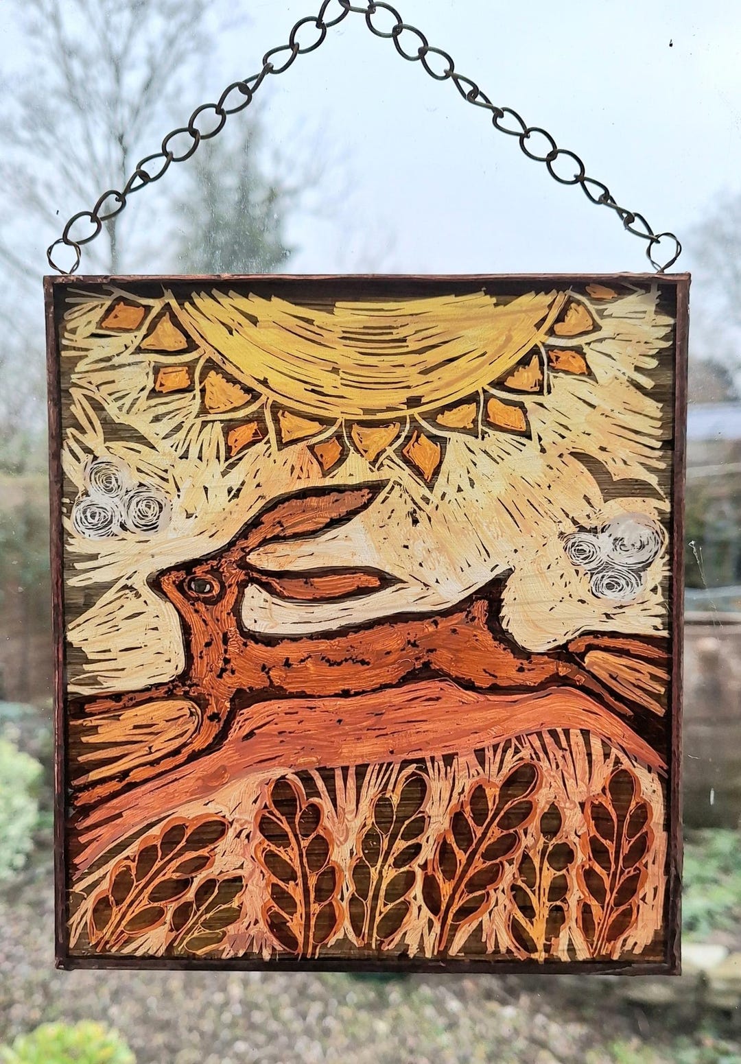 HARE SUNCATCHER/ WALLHANGING. Stained Glass Hare. Hare Gift. Hare ...