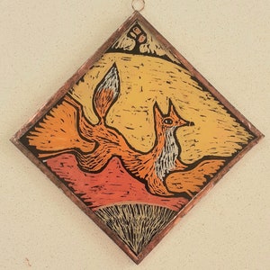 FOX GLASS SUNCATCHER. 5 X 5. Stained Glas Fox. Fox Gift. Handmade in ...