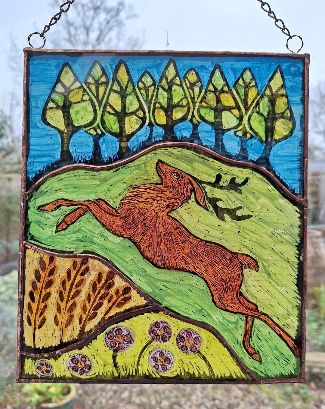 DEER SUNCATCHER/ WALLHANGING. Stained Glass Deer. 10 X 8". Deer Gift ...