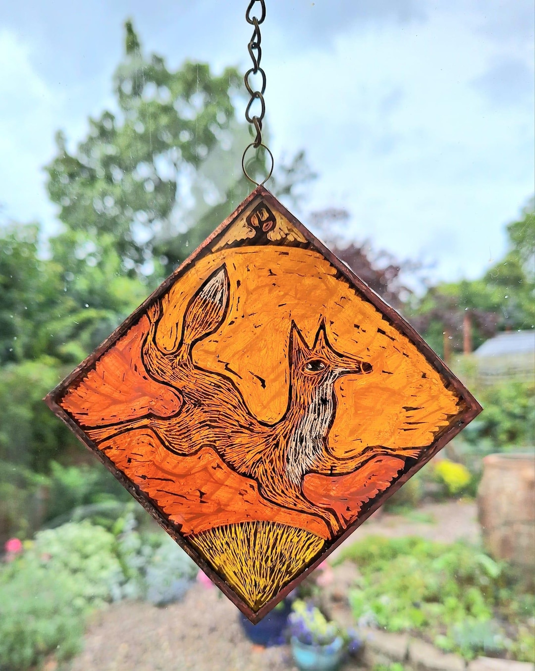 FOX GLASS SUNCATCHER. 5 X 5. Stained Glas Fox. Fox Gift. Handmade in ...