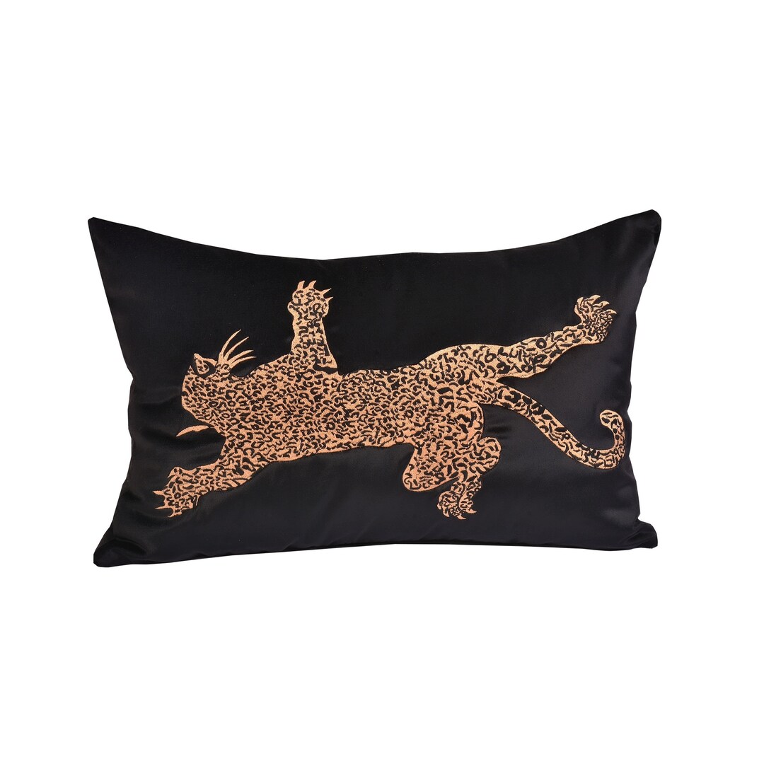 Leopard Pattern Black Velvet Throw Pillow Cover Decorative Accent ...