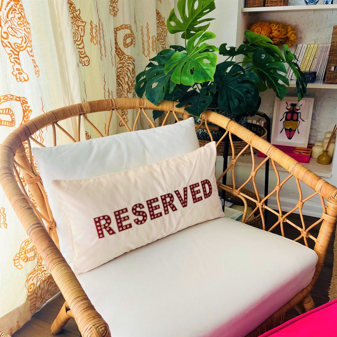 Reserved Pattern Throw Pillow Cover Decorative Red & Gold Embroidered ...