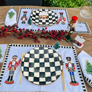 Nutcracker Pattern Linen Placemats Christmas Dinner Table - Etsy