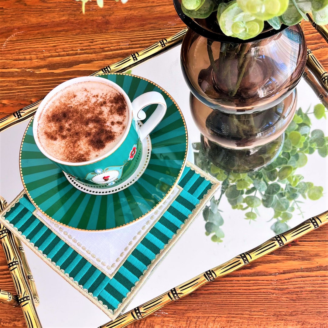 Emerald Green Linen Cocktail Napkins - Decorative Beverage Napkin Set ...