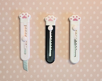 Kawaii Cute Cat Mini Paw Box Cutter, Retractable Safety Tool, Utility ...