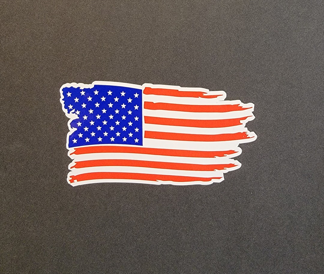 American Flag Sticker - Distressed American Flag Sticker - Vinyl ...