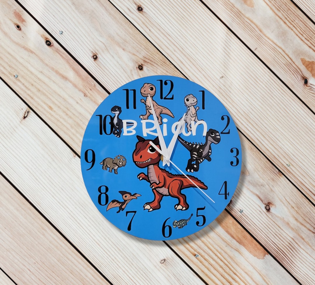 Customizable Dinosaur Wall Clock - Personalized Kids' Room Decor ...