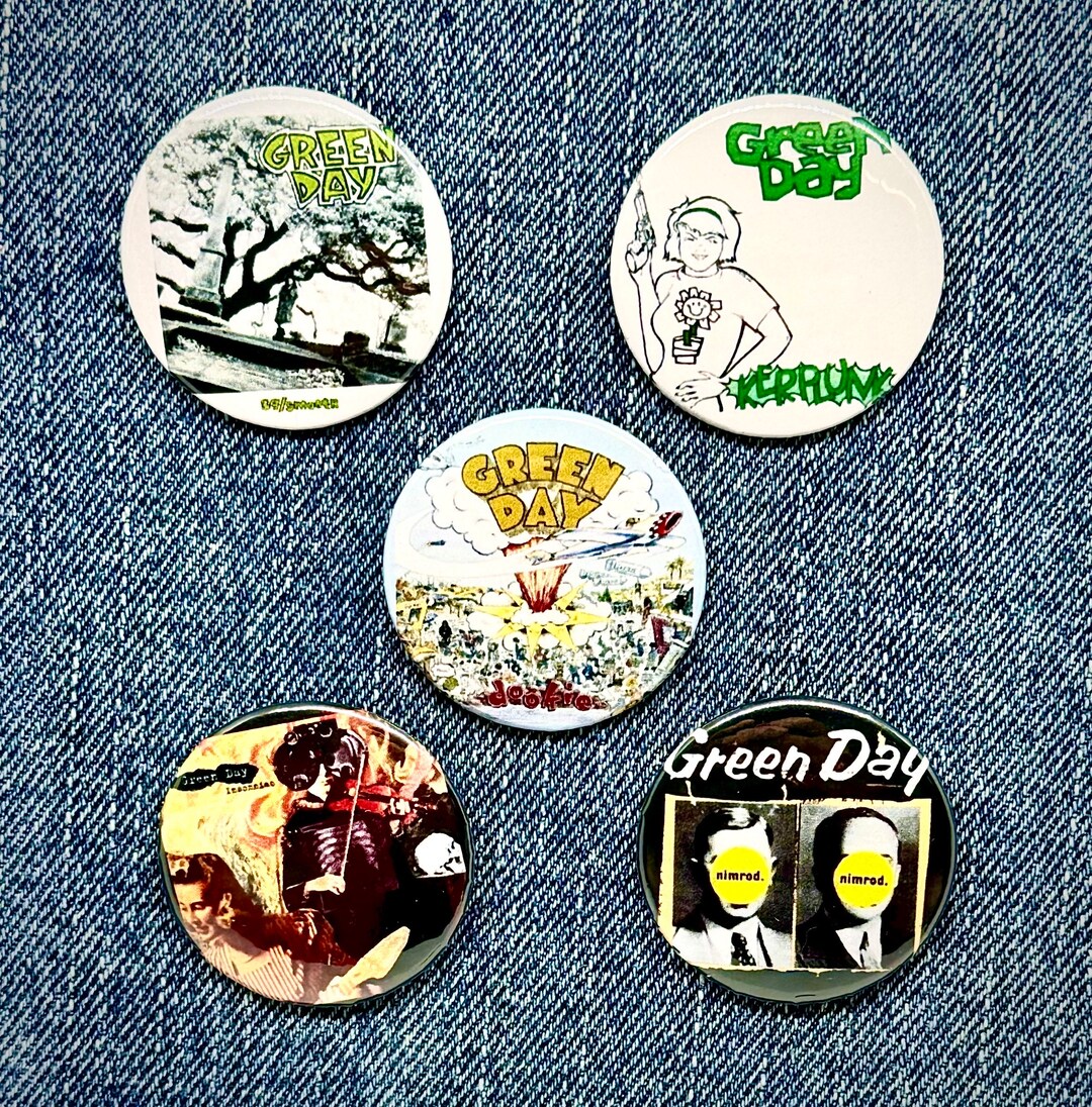 Green Day the First 5 - 1.5” Pin Back Button Set. - Etsy