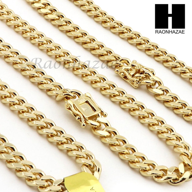 14k Gold Finish Heavy 6mm Miami Cuban Link Chain Necklace Bracelet ...