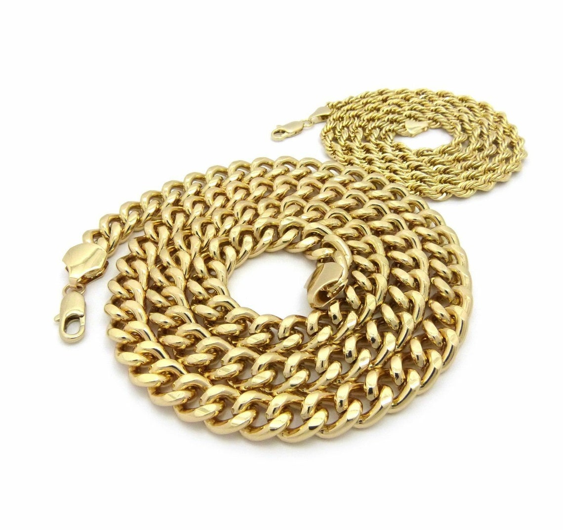 Men Hip Hop Rapper Style Gold Hollow 30 Rope Chain Cuban | Etsy