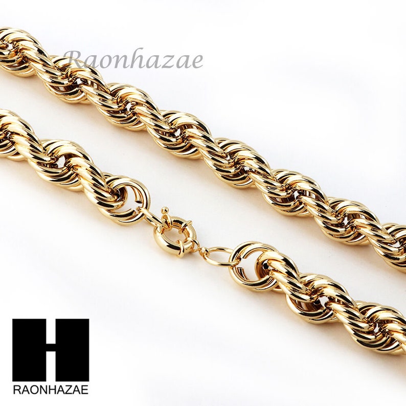New Run Dmc 14k Yellow Gold Plated 12 to 20mm Wide 30" Hollow Dookie ...
