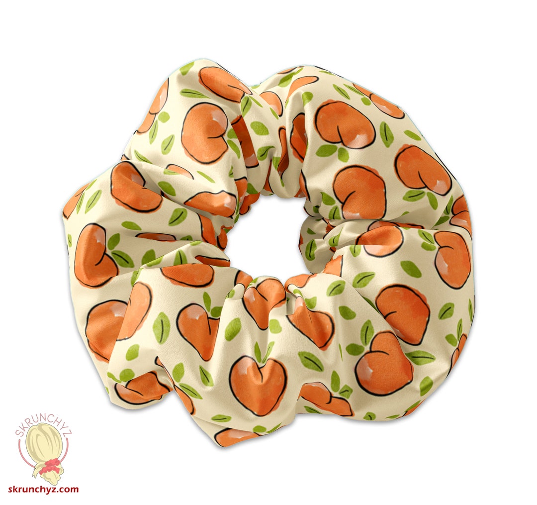 Cute Peaches Scrunchie Hair Tie, Trendy Hair Scrunchy, Food Scrunchies ...