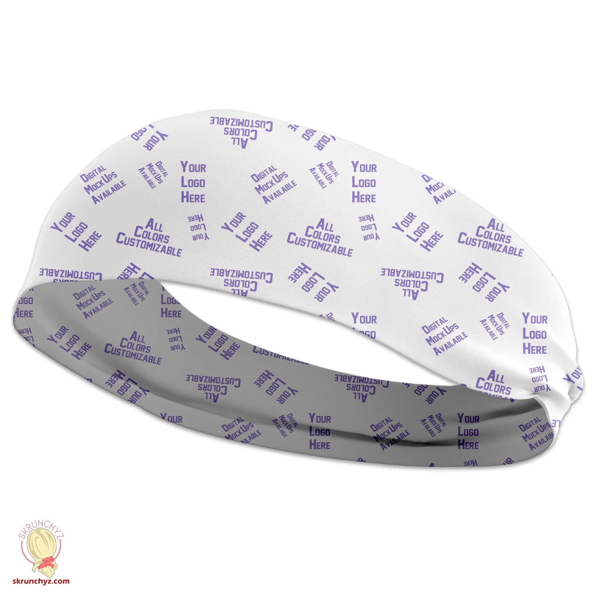 Custom Company Branded Stretchy Headband, Your Logo, Text, Graphics and ...