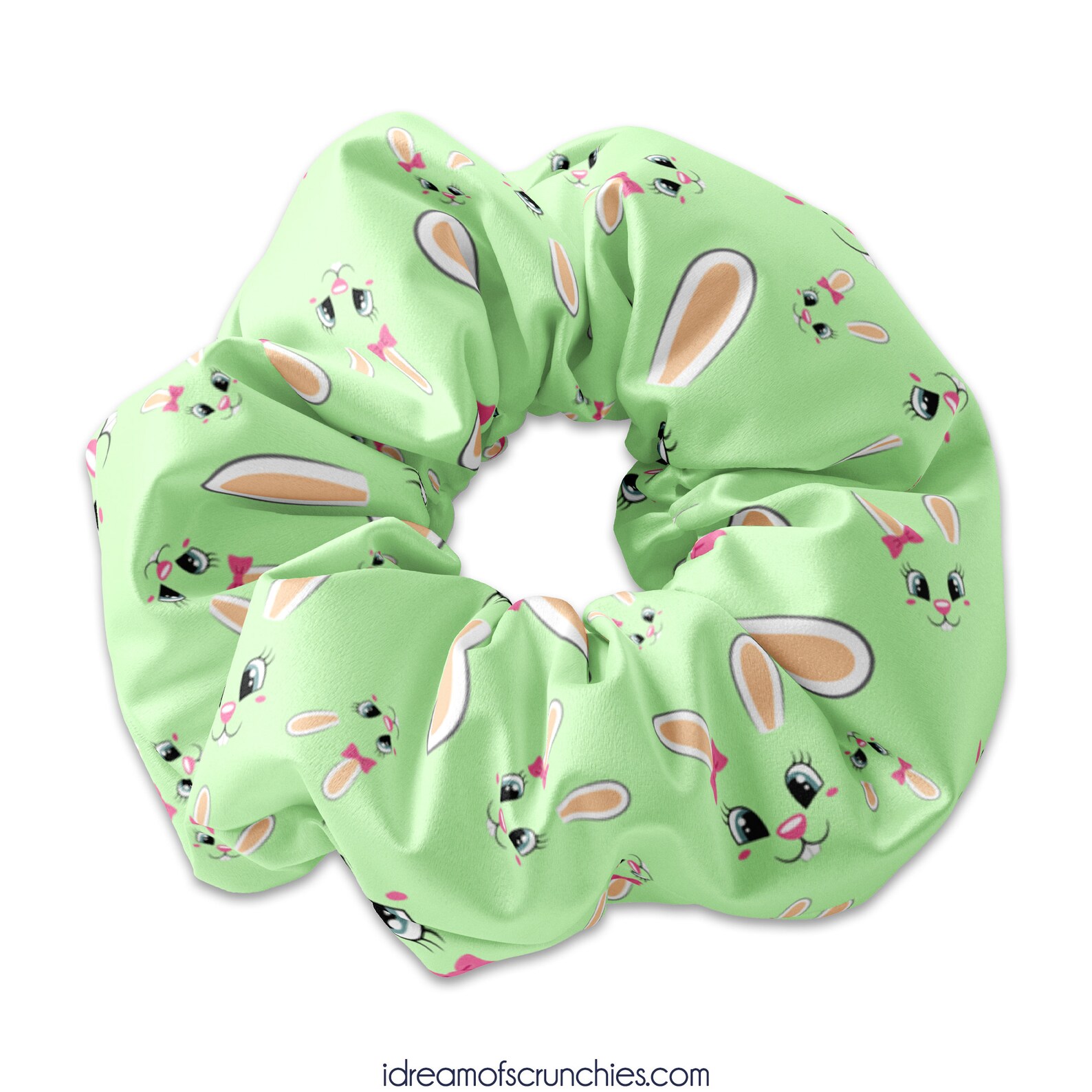 Easter Bunny Face Hair Scrunchie on Easter Pastel Colored Fabric,5 ...