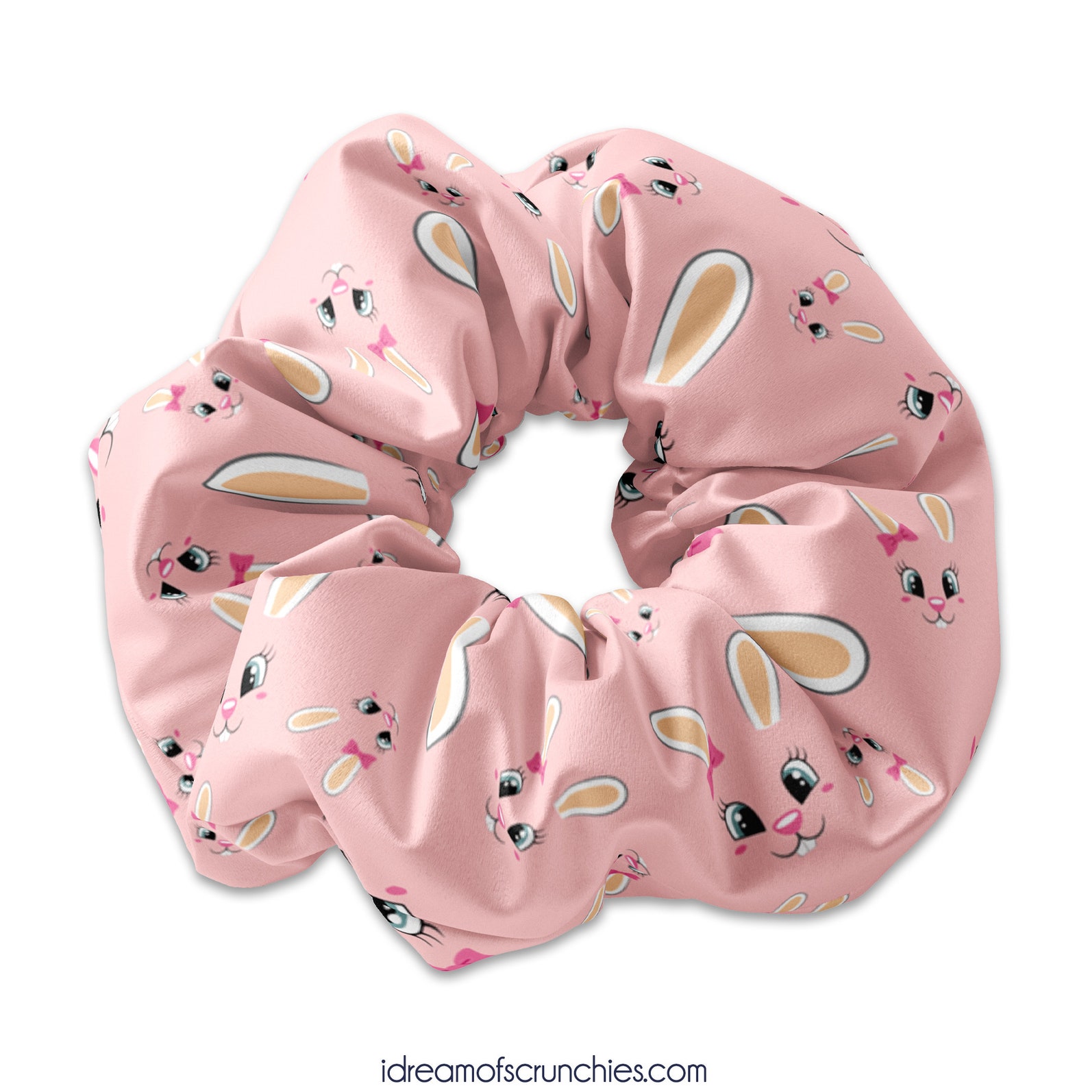 Easter Bunny Face Hair Scrunchie on Easter Pastel Colored Fabric,5 ...