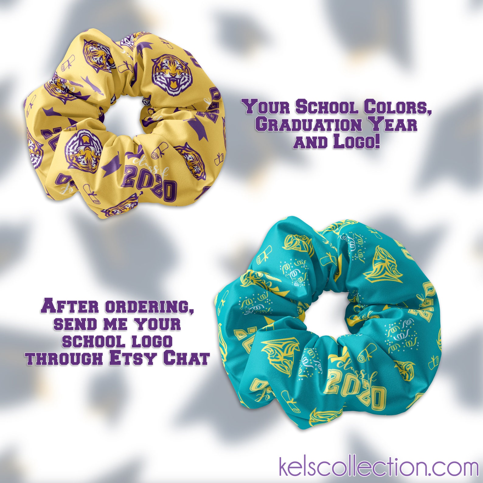 Personalized School Graduation Scrunchies With School Logo - Etsy