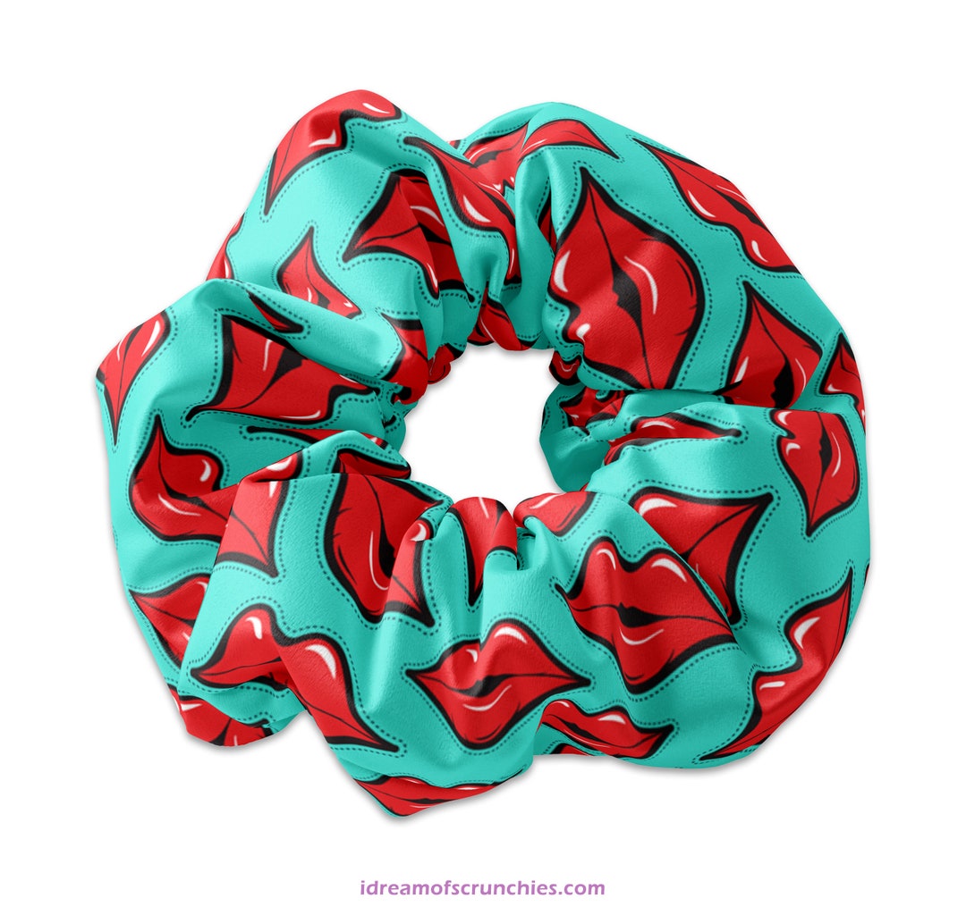 Love Kiss Print Scrunchys, Kissing Lips Scrunchies, Kissing Hair Tie ...