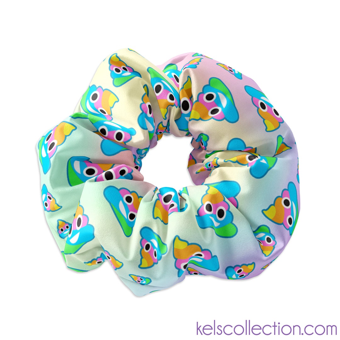 Rainbow Poop Emoji Scrunchie Hair Tie, Rainbow Poop Moji Scrunchy Hair ...