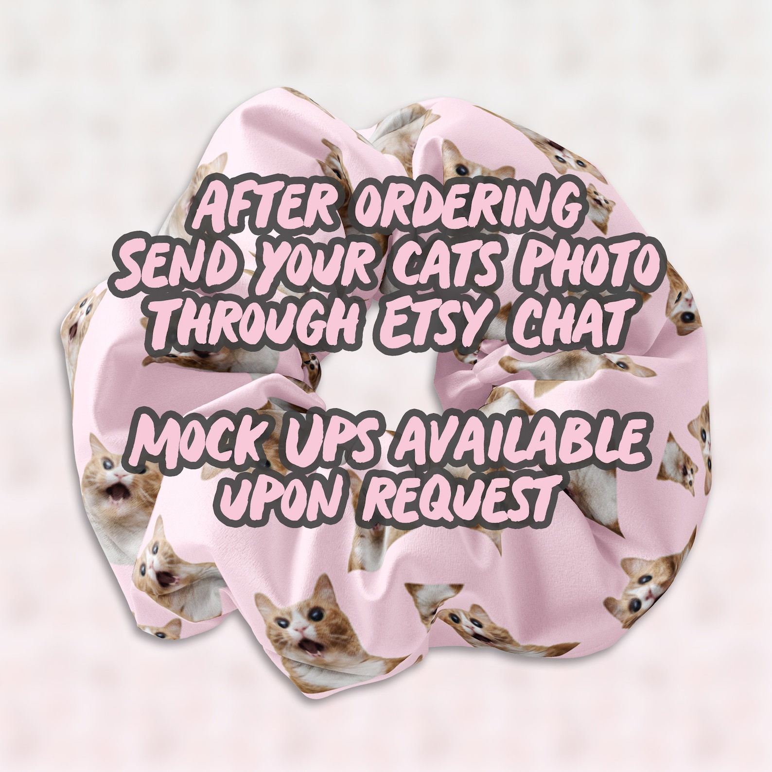 Personalized Cat Faces Scrunchie Hair Tie, Funny Cat Faces Scrunchy ...