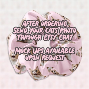 Personalized Cat Faces Scrunchie Hair Tie, Funny Cat Faces Scrunchy ...