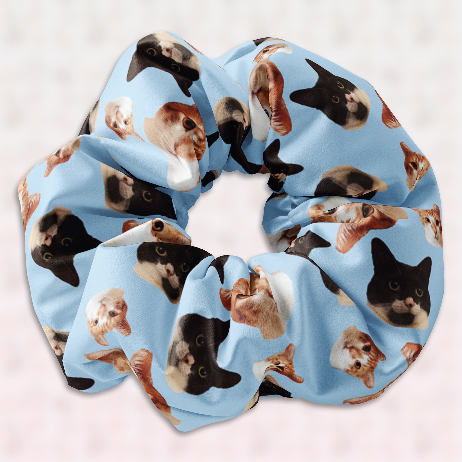 Personalized Cat Faces Scrunchie Hair Tie, Funny Cat Faces Scrunchy ...