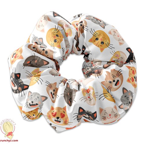 Kawaii Cat Faces Scrunchie Hair Tie Colorful Kitty Scrunchy - Etsy