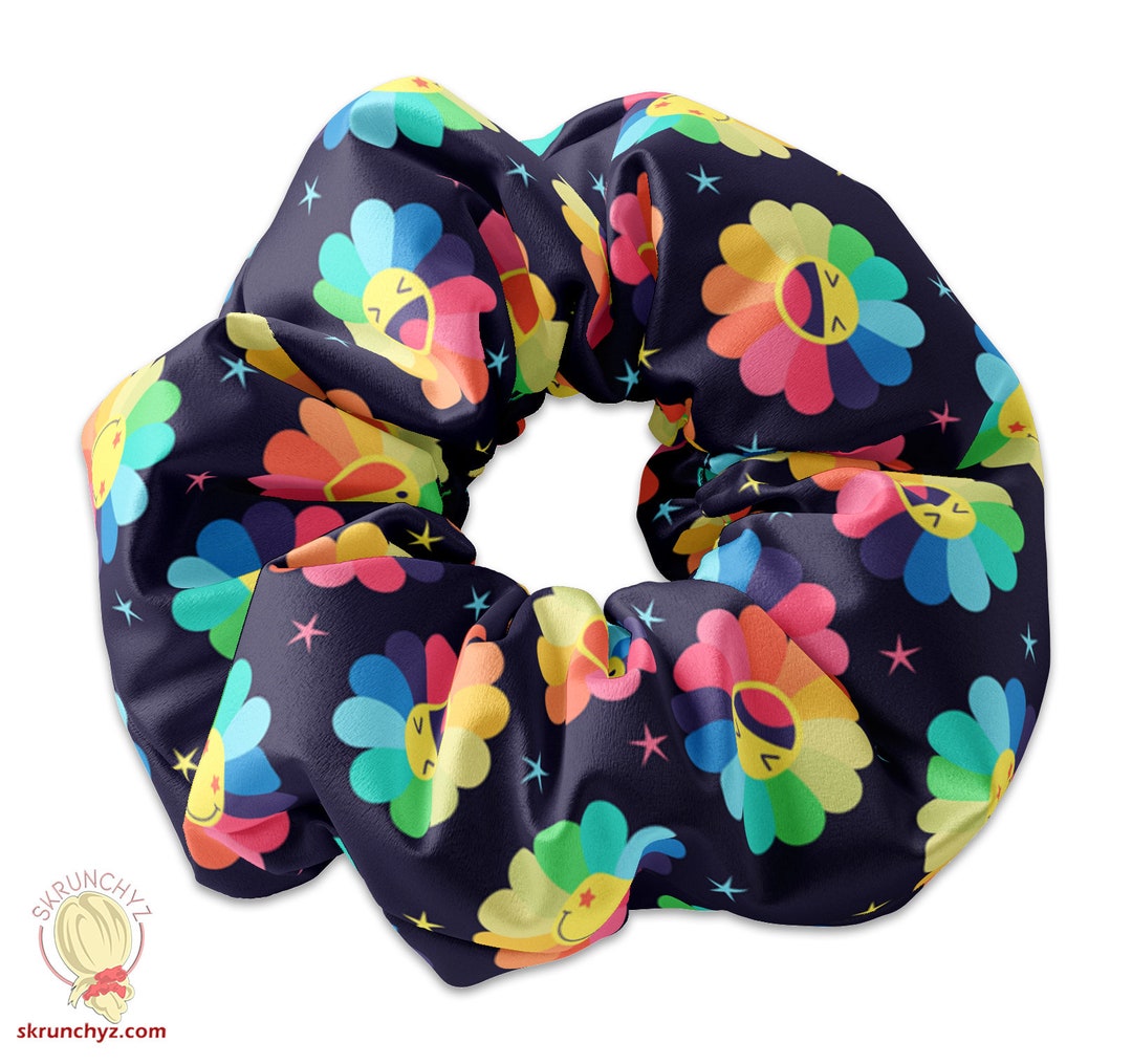 Colorful Emoji Sunflowers Scrunchie Hair Tie, Social Media Emoji ...