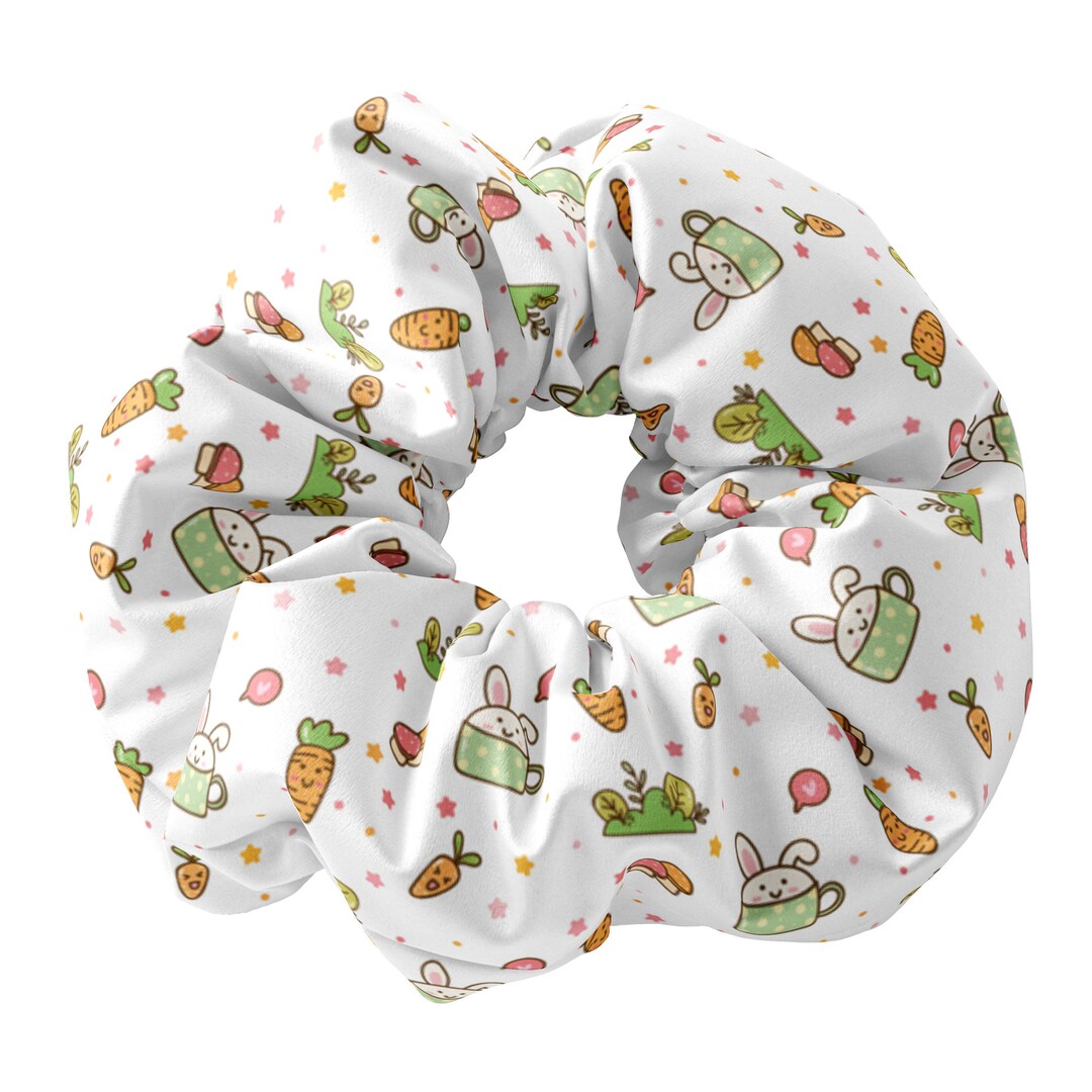 Kawaii Easter Bunny Faces Scrunchie Hair Tie, Kawaii Easter Rabbit ...