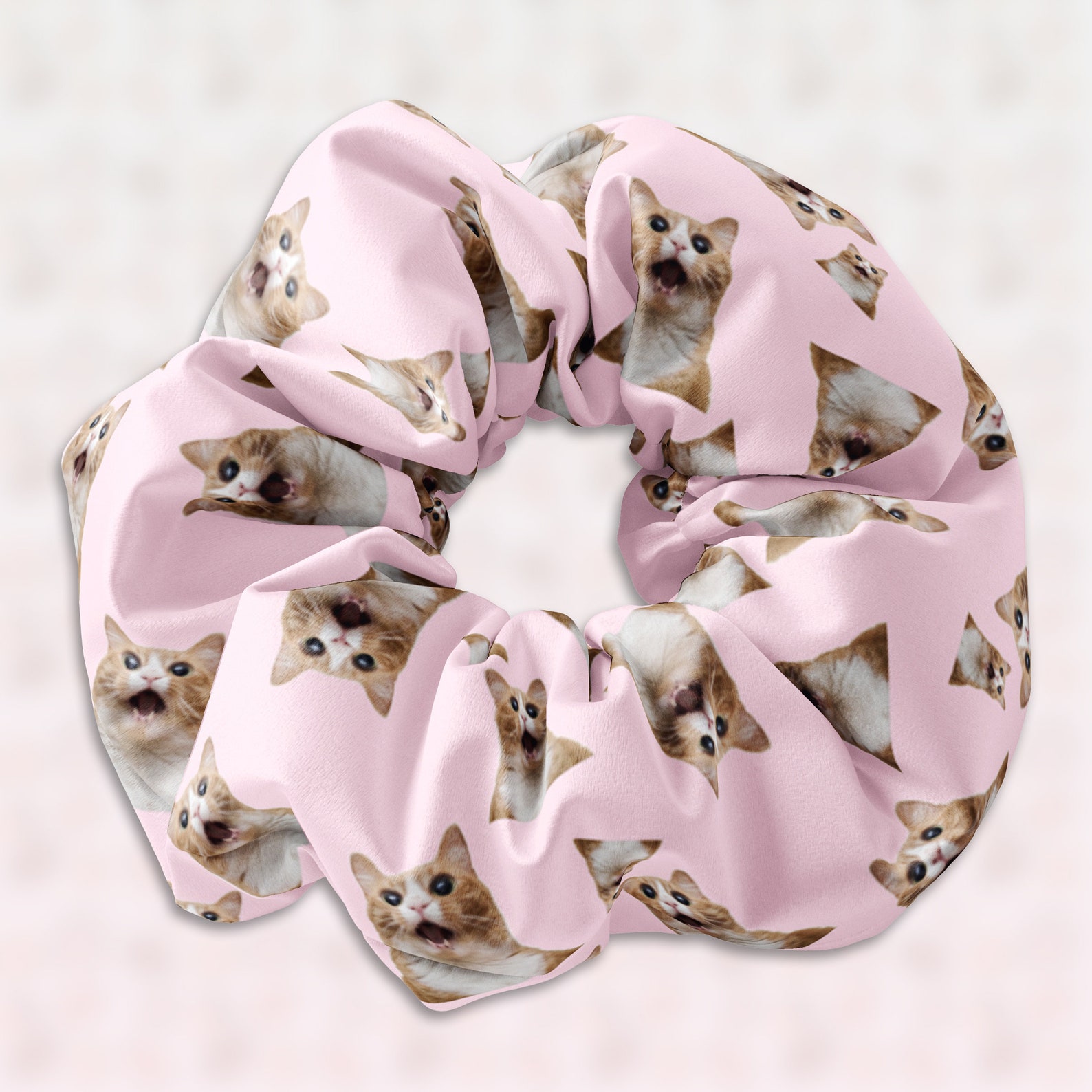 Personalized Cat Faces Scrunchie Hair Tie, Funny Cat Faces Scrunchy ...