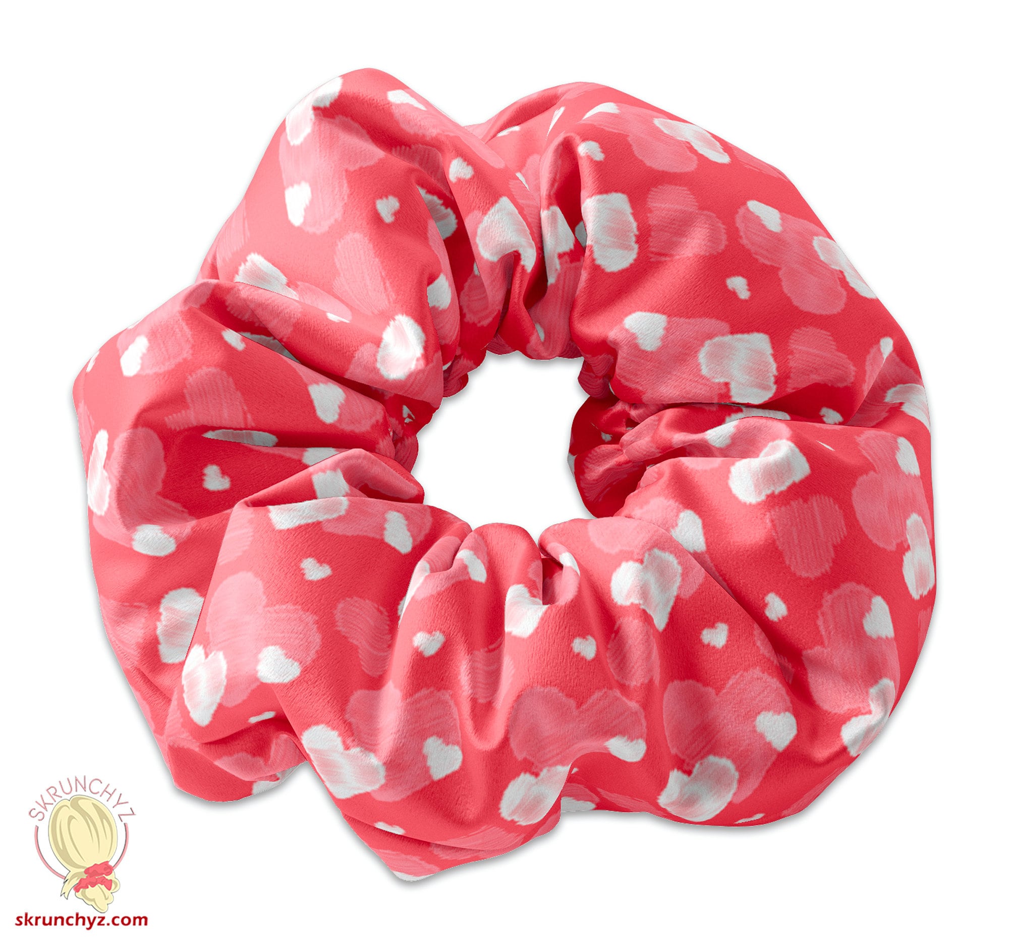 Pink and White Hearts Valentines Day Scrunchie Hair Tie, Cute Scrunchy ...