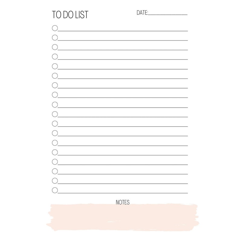 Minimalist Daily to Do List With Notes - Etsy