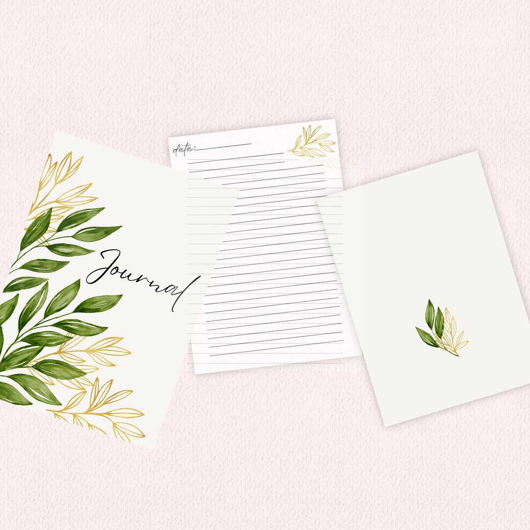 Green and Gold Digital Journal - Etsy