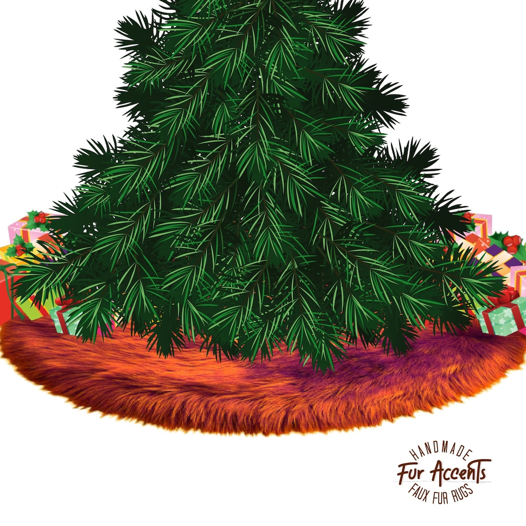 Soft Faux Fur Tree Skirt, Thick Round Shaggy, White, Pink, Purple ...