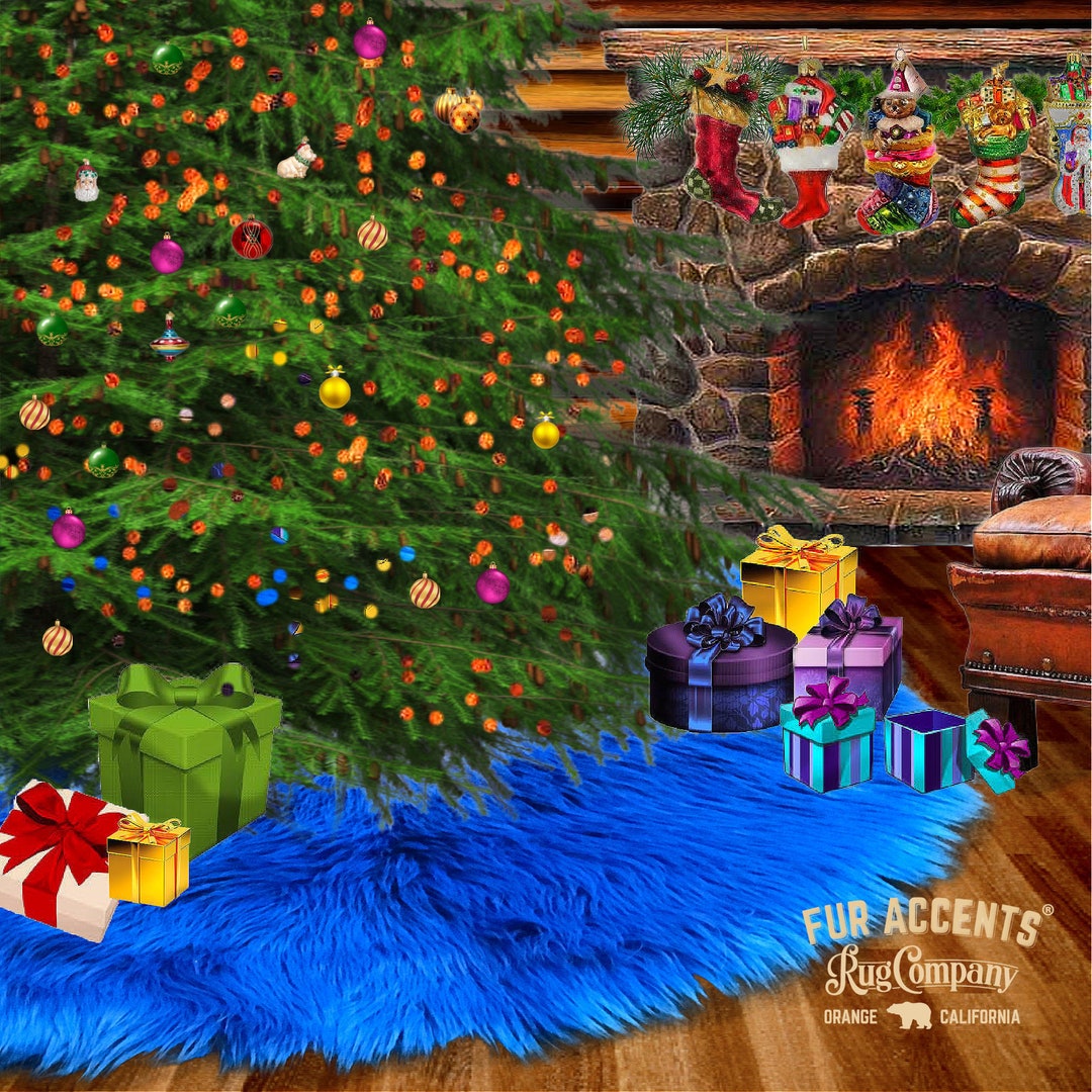 Blue Shag Faux Fur Christmas Garland - Holiday Mantle Decor - Etsy