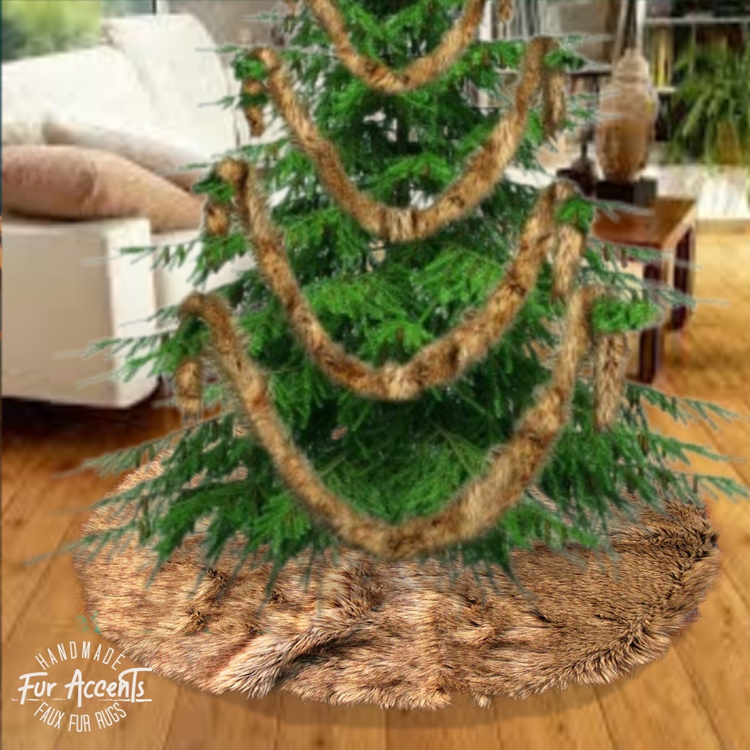 Premium Wolf, Coyote Faux Fur Christmas Tree Skirt or Garland - Swag ...