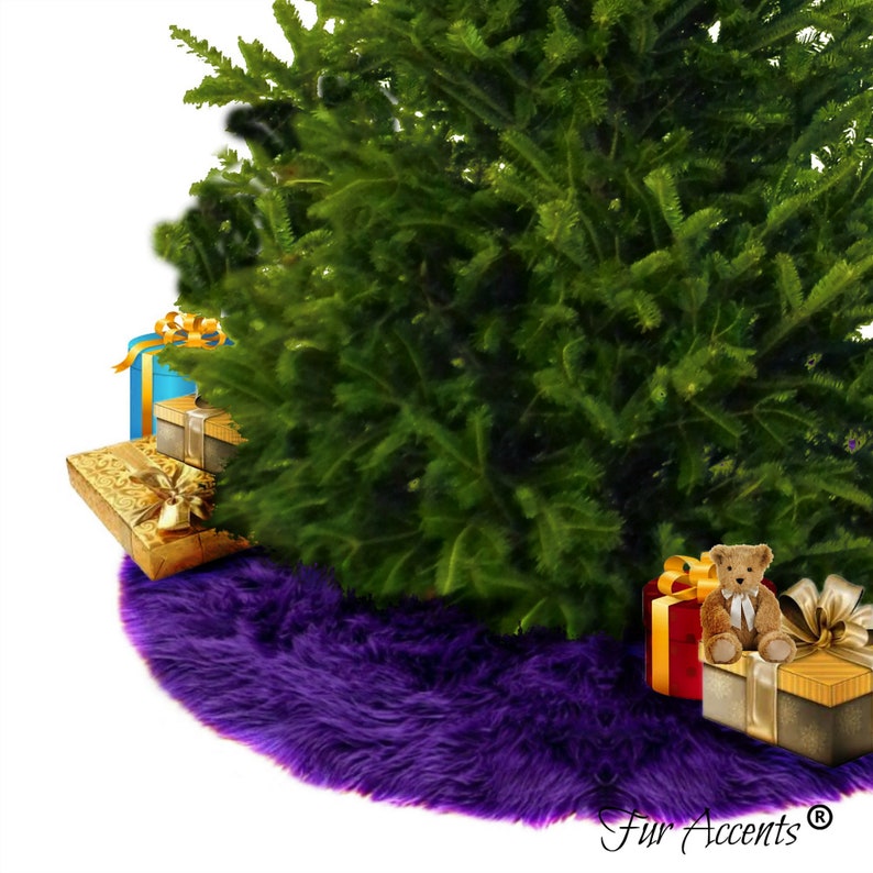 Christmas Tree Skirt Faux Fur Thick Round Shaggy Shag - Etsy