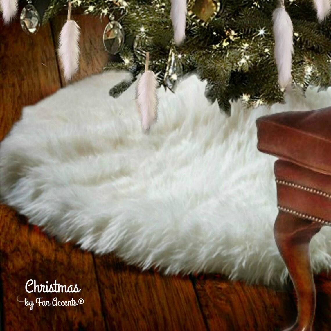 Shag Faux Fur Christmas Tree Skirt, Round, Plush - Etsy