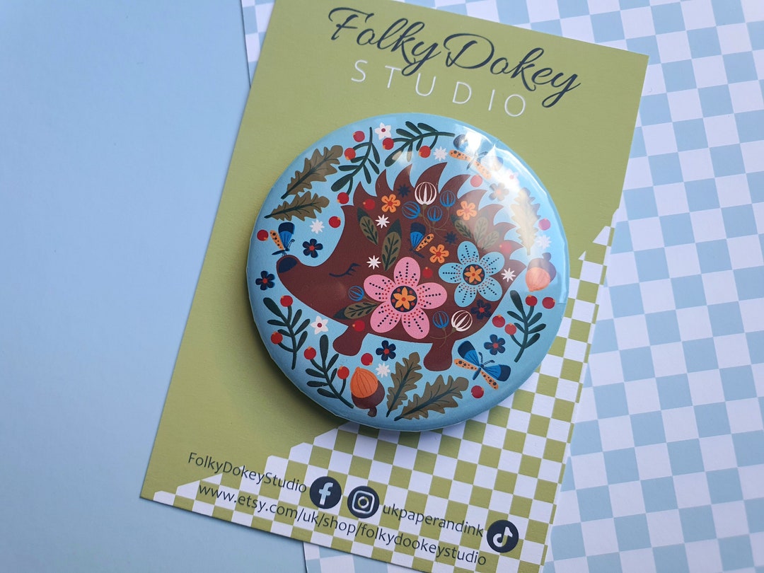 Hedgehog Pin Badge, Small Gift Idea, Cute Hedgehog, Pretty Pin Badge ...