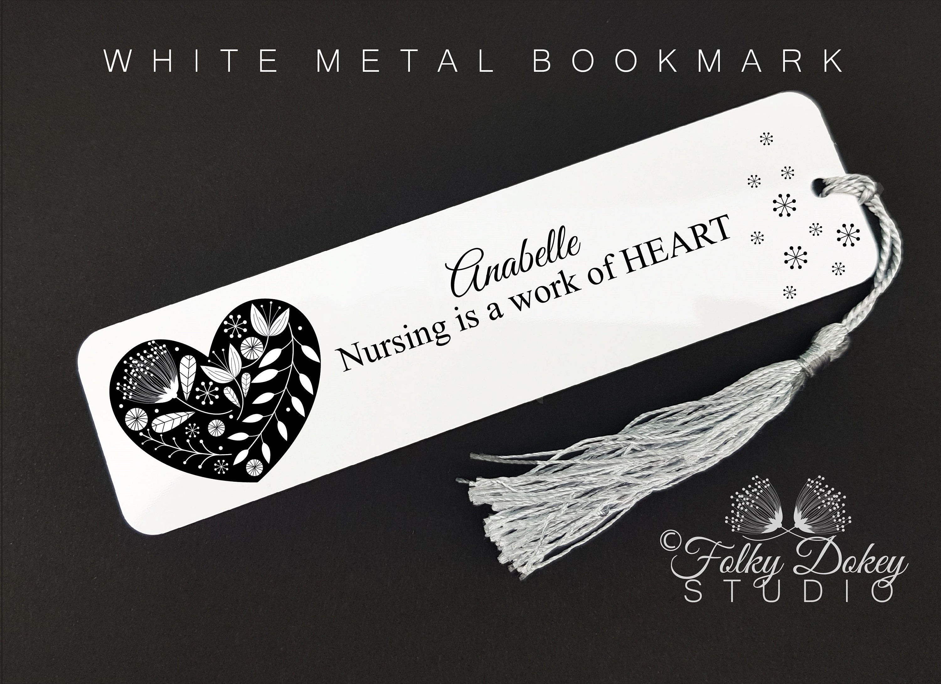 Nurse Gift Personalised Bookmark Nursing is a Work of Heart - Etsy