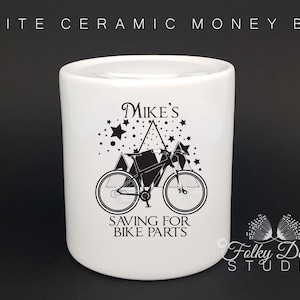Mountain Bike, Personalised Gift, Money Box, Piggy Bank, Biker Friend ...