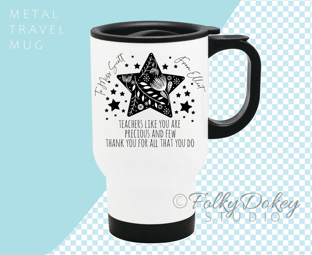 Personalised Teacher Travel Mug, Star Teacher Gift, End of Term Gift ...
