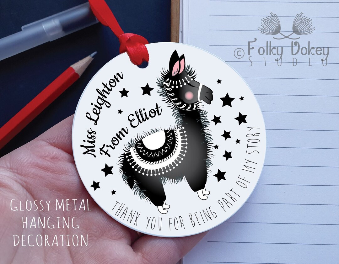 Llama Teacher Gift, Personalised Teacher, Llama Present, Hanging ...