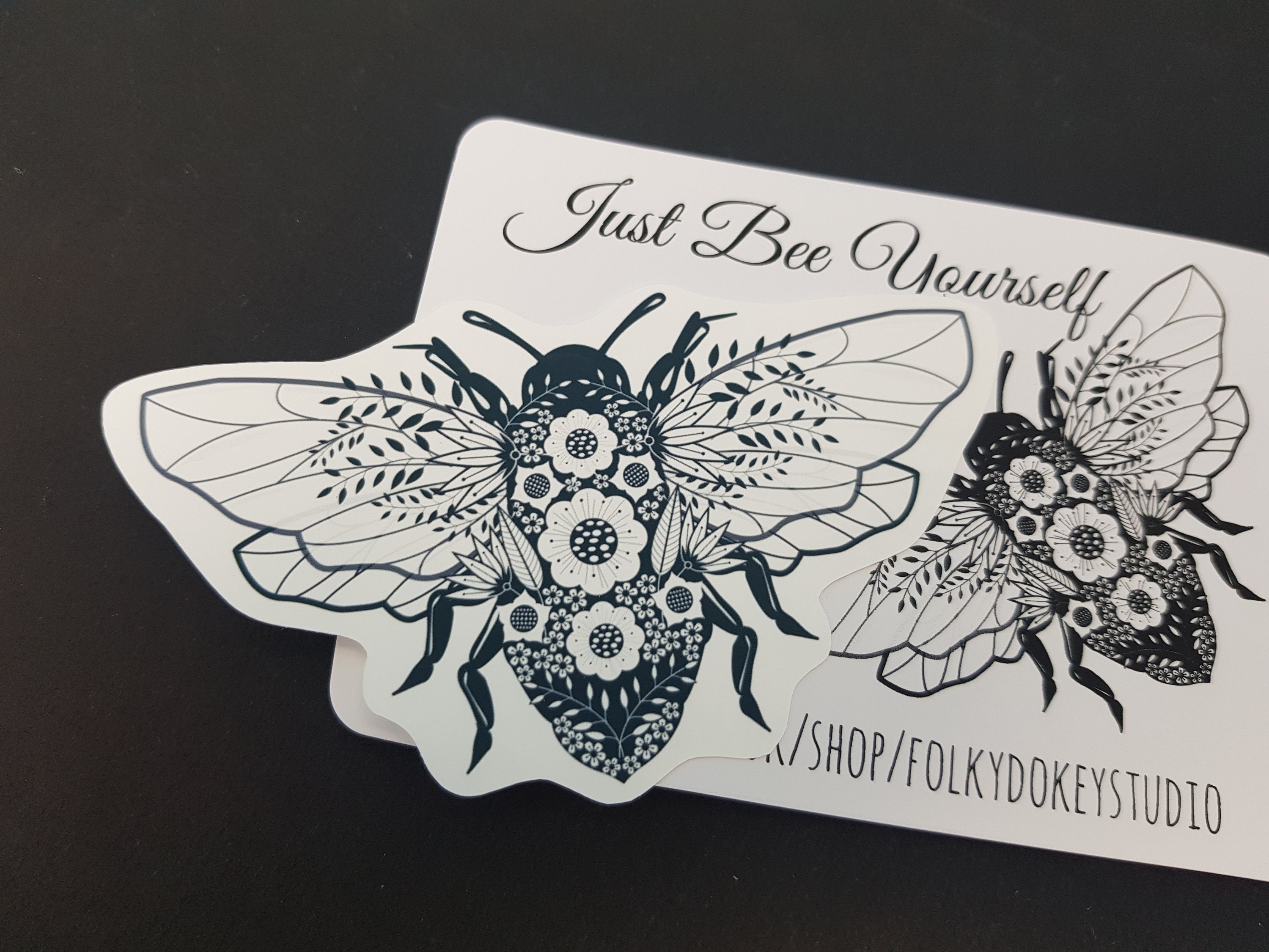 Bee Sticker Die Cut Black and White Bumble Bee Vinyl Decal - Etsy UK