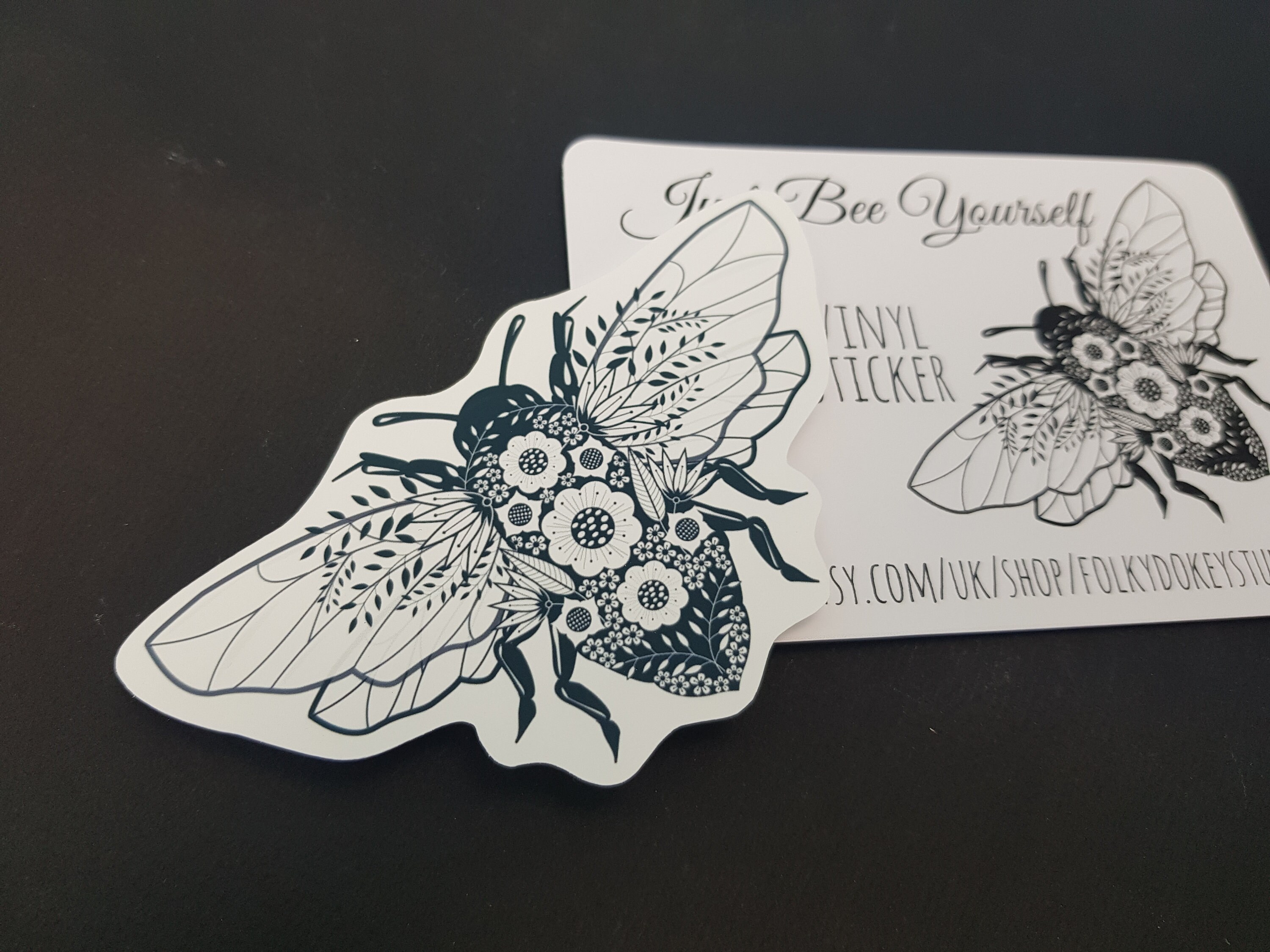 Bee Sticker Die Cut Black and White Bumble Bee Vinyl Decal | Etsy UK