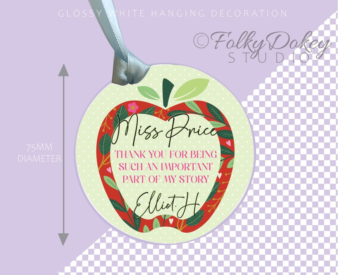 Personalized Teacher Gift, Teacher Hanging Decoration, Apple Teacher ...