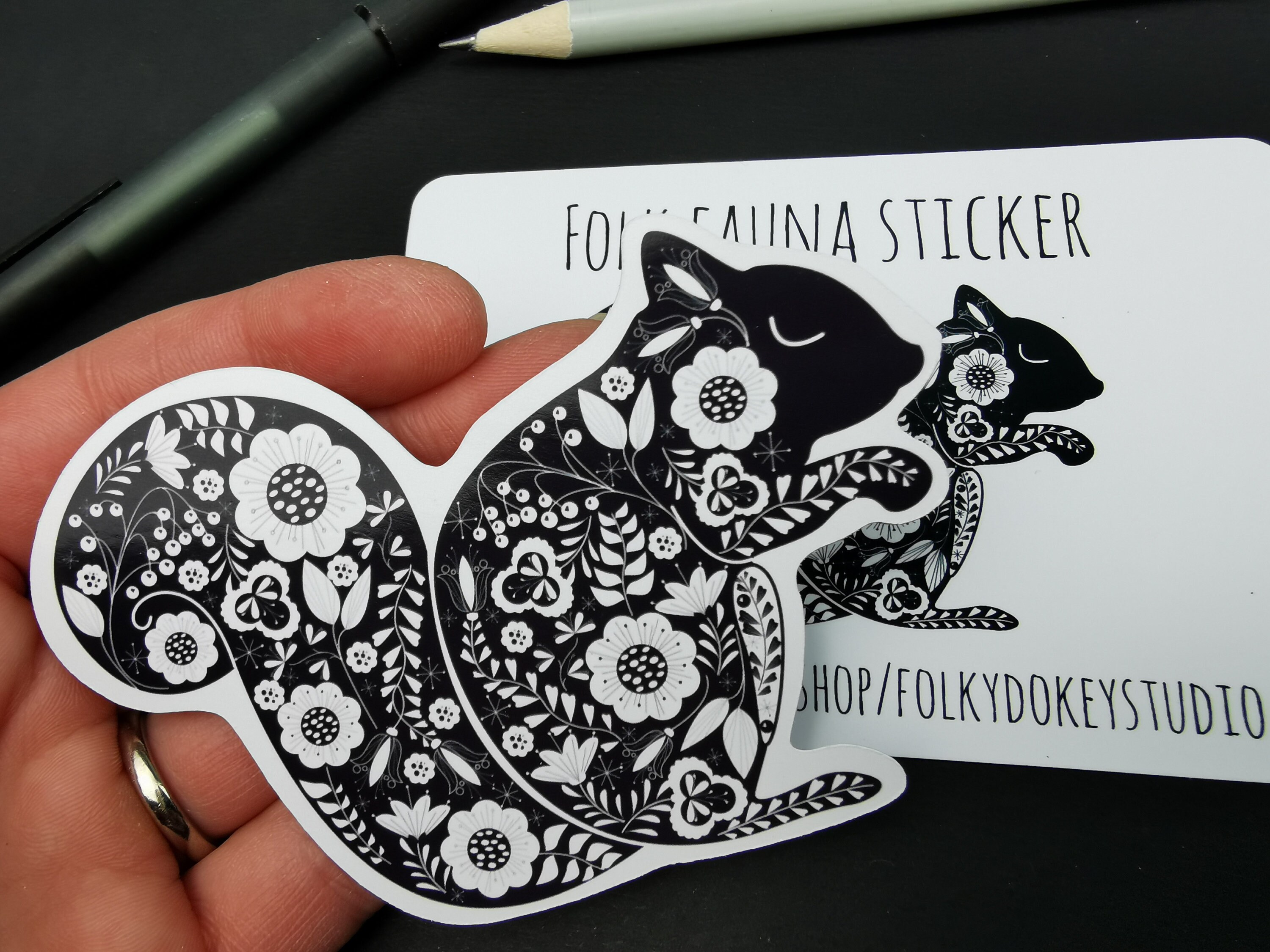 Squirrel Sticker Squirrel Decal Cute Squirrel Black and - Etsy