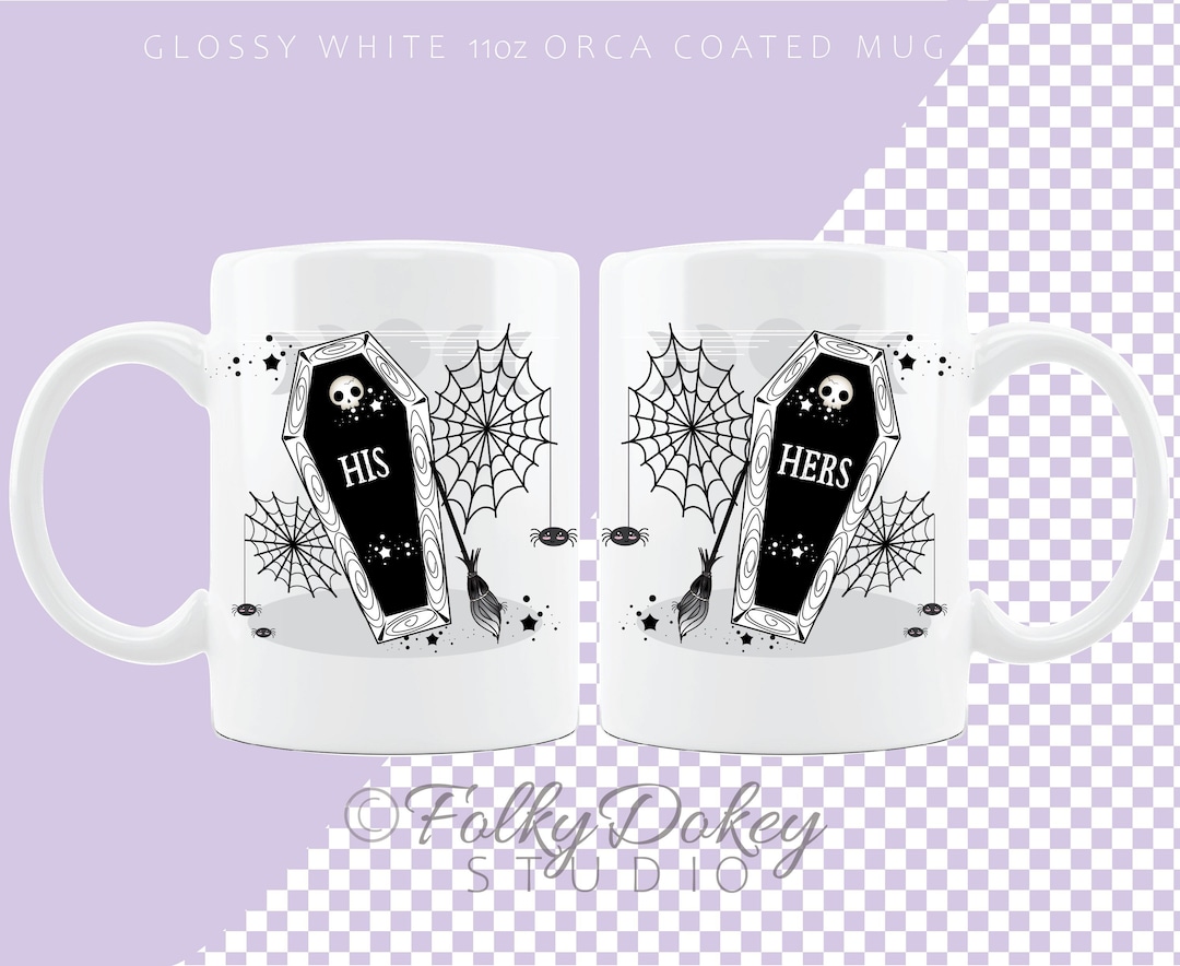 PERSONALISED Matching Joint Couple Coffee Mugs Goth Alternative Couple ...