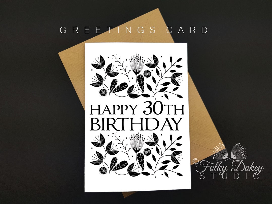 Happy 30th Card 30th Birthday Card Card for Her Pretty - Etsy UK